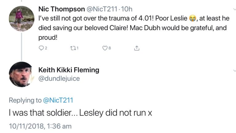 Saying Farewell to Outlander Actor Keith Fleming and his Character Lesley